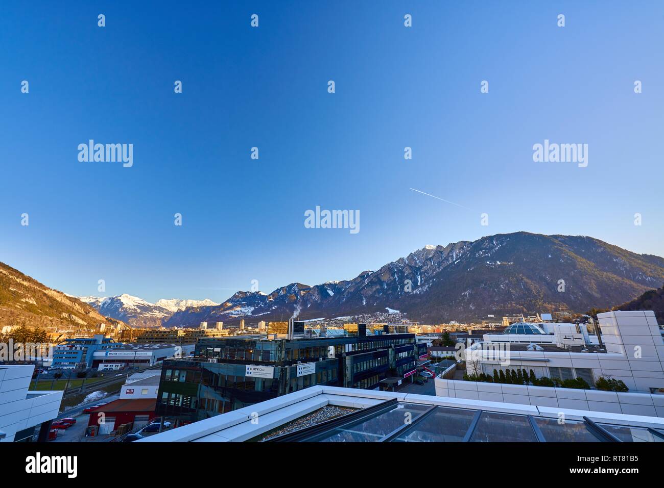 The City of Chur in the Alps of Switzerland at the border with Italy ...