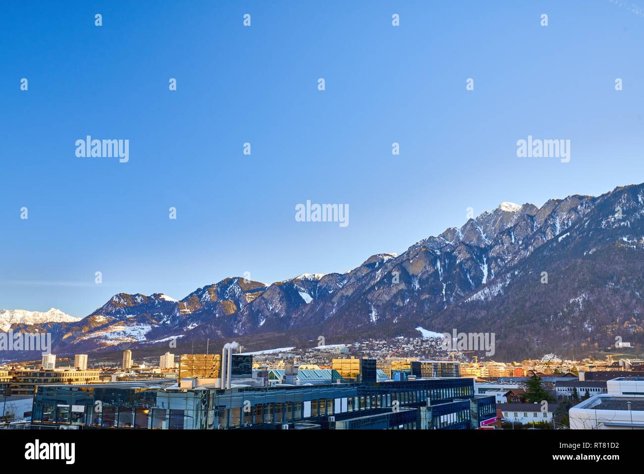 The City of Chur in the Alps of Switzerland at the border with Italy ...