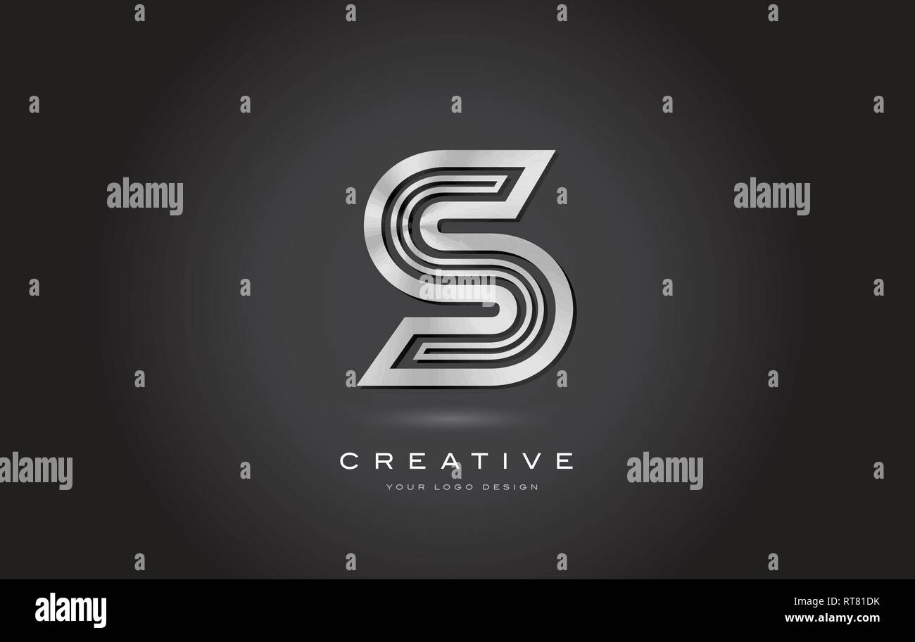 S Silver Steel Letter Monogram Logo Design. Modern S Metal Icon With ...