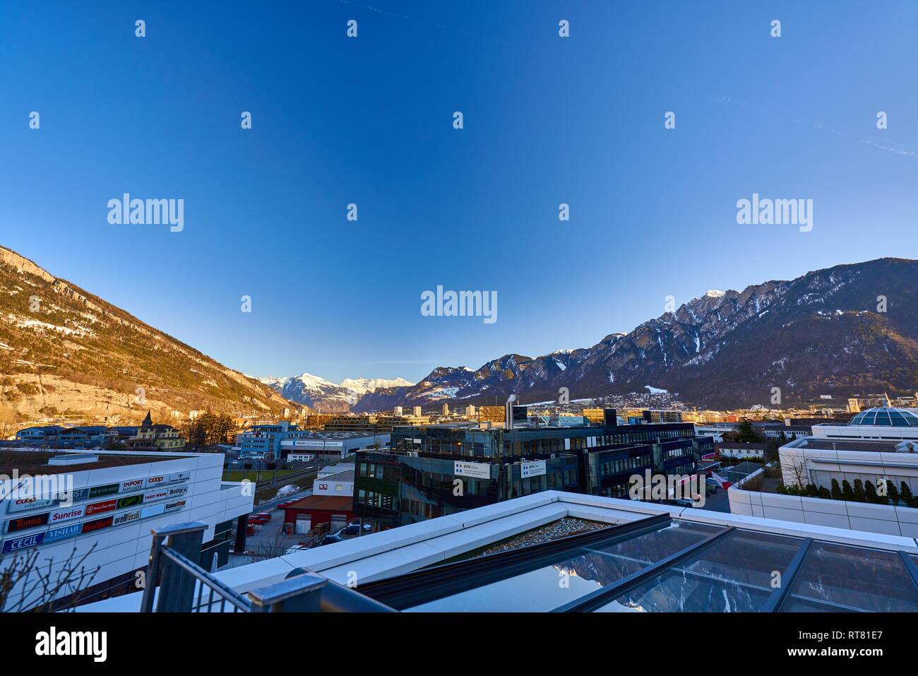 The City of Chur in the Alps of Switzerland at the border with Italy ...