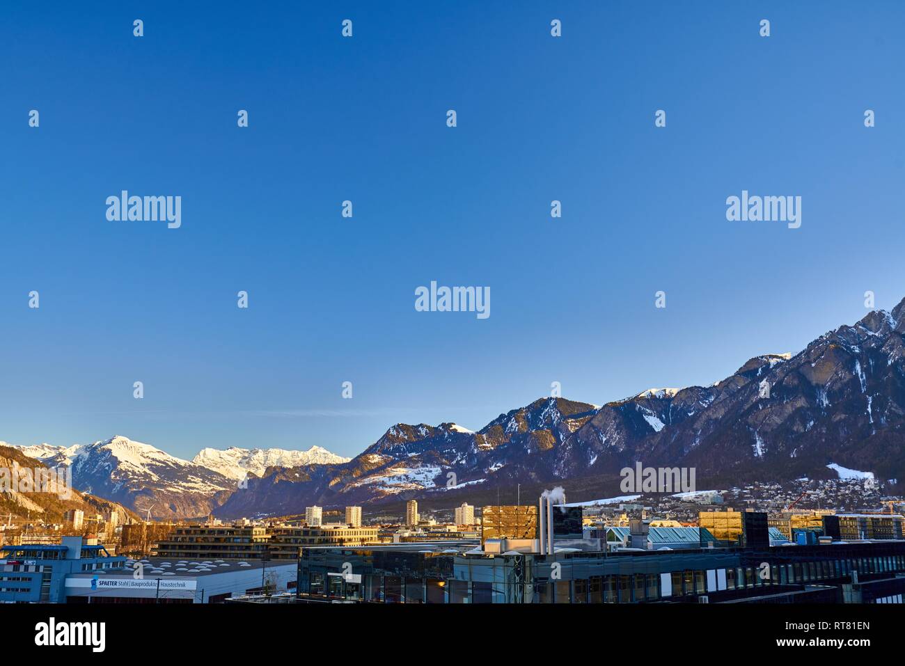The City of Chur in the Alps of Switzerland at the border with Italy ...