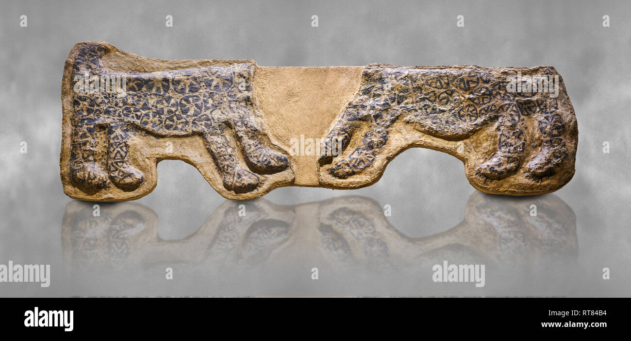 Neolithic painted leopard relief from Catalhoyuk house wall, Museum of ...