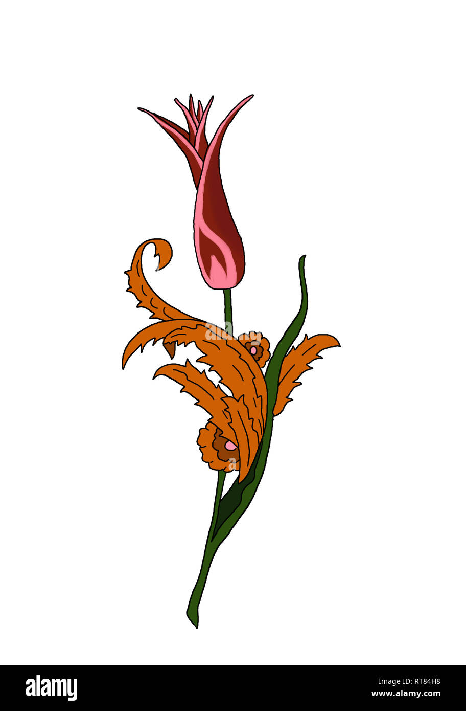 Tree Drawings On Traditional Art Technique Stock Photo - Alamy