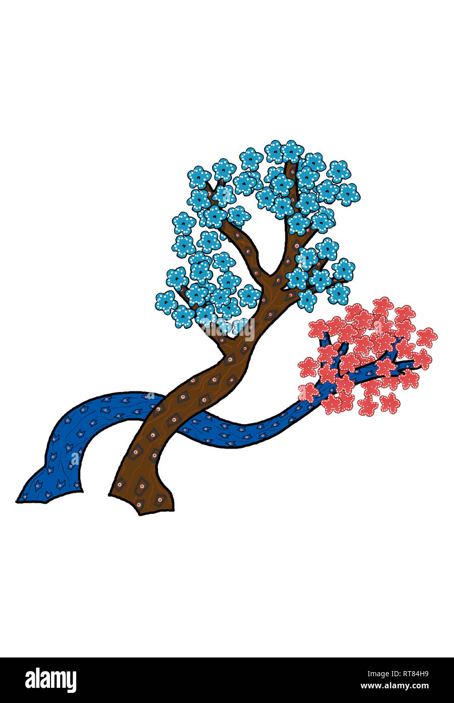 Tree Drawings On Traditional Art Technique Stock Photo - Alamy