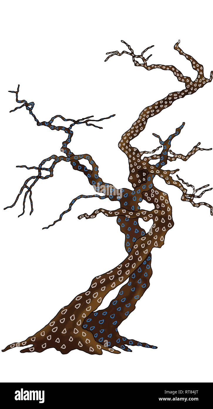 Tree Drawings On Traditional Art Technique Stock Photo - Alamy