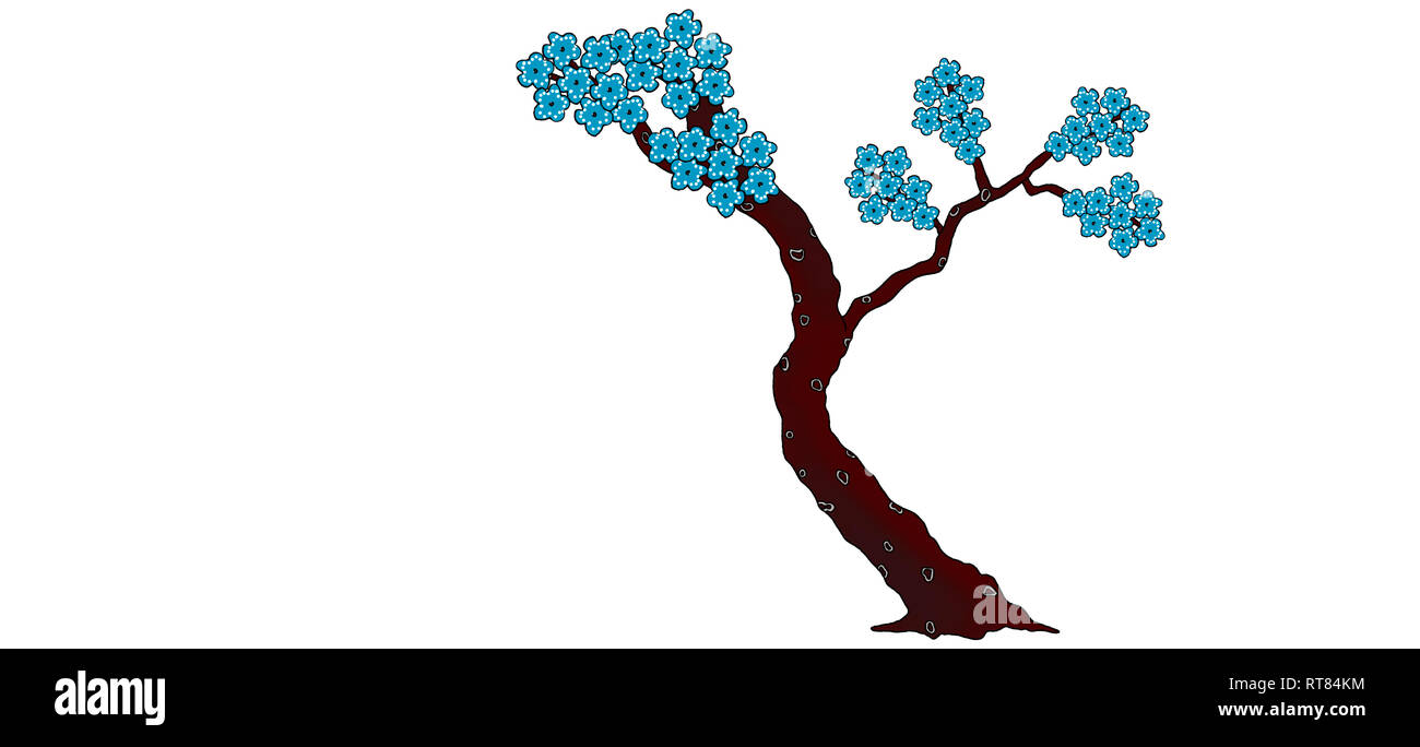 Tree Drawings On Traditional Art Technique Stock Photo - Alamy