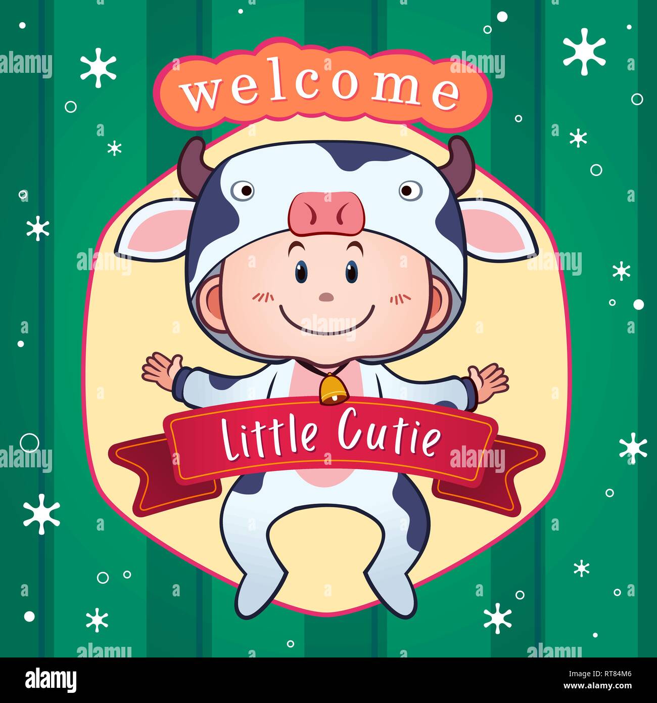 Newborn baby celebration. Cute postcard banner poster design template ...