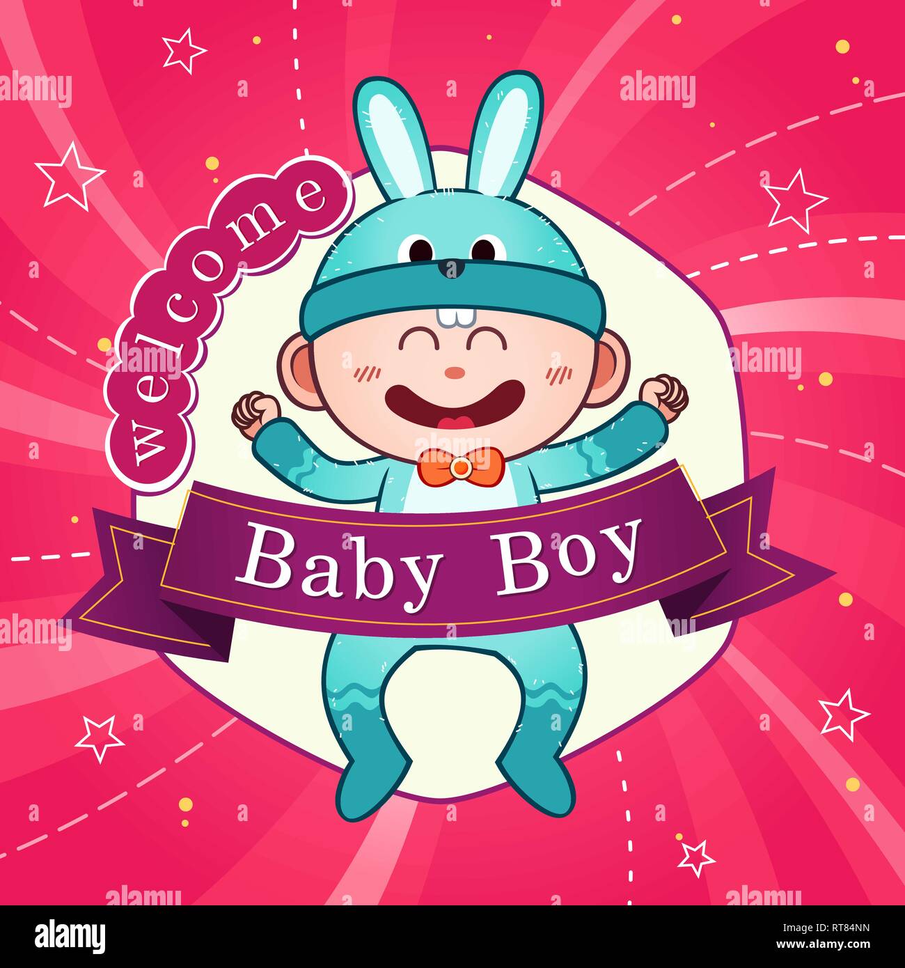 Newborn baby celebration. Cute postcard banner poster design template ...