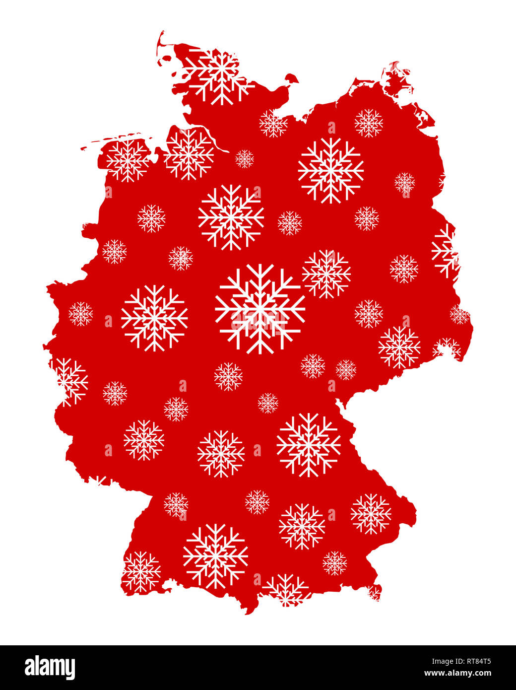 Map of Germany with snowflakes Stock Photo - Alamy