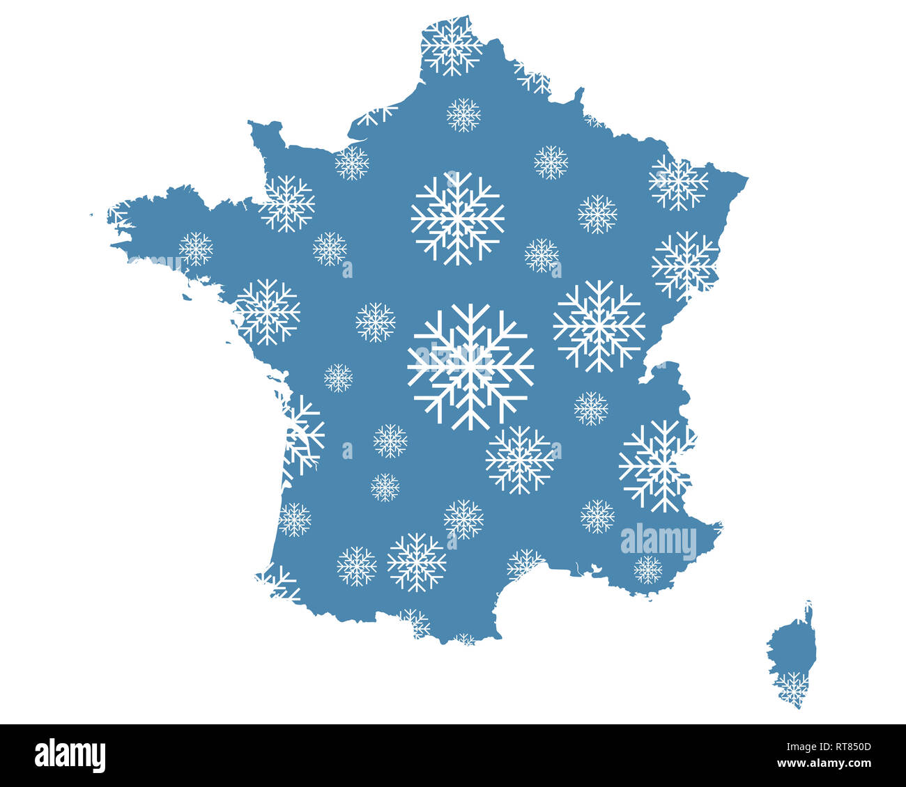 Map of France with snowflakes Stock Photo - Alamy