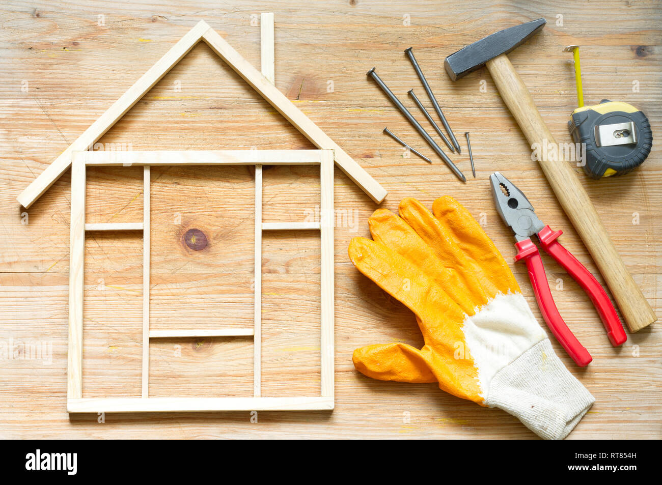 Home renovation construction diy abstract background with tools on ...