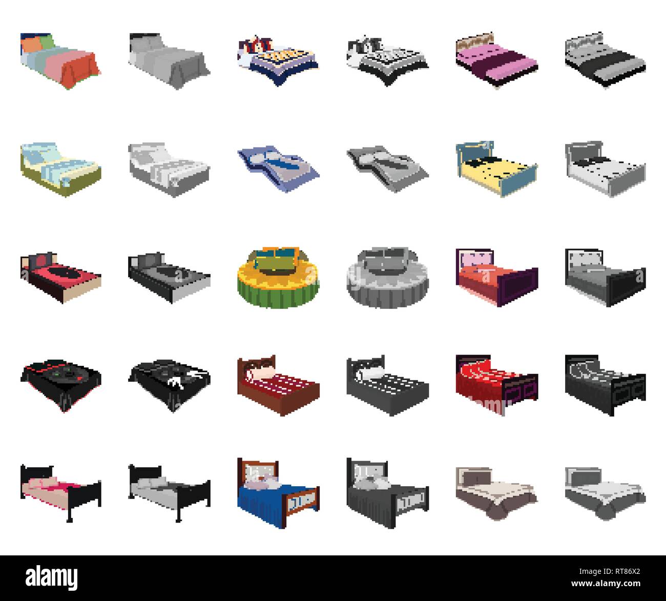 Different beds cartoon,monochrom icons in set collection for design ...