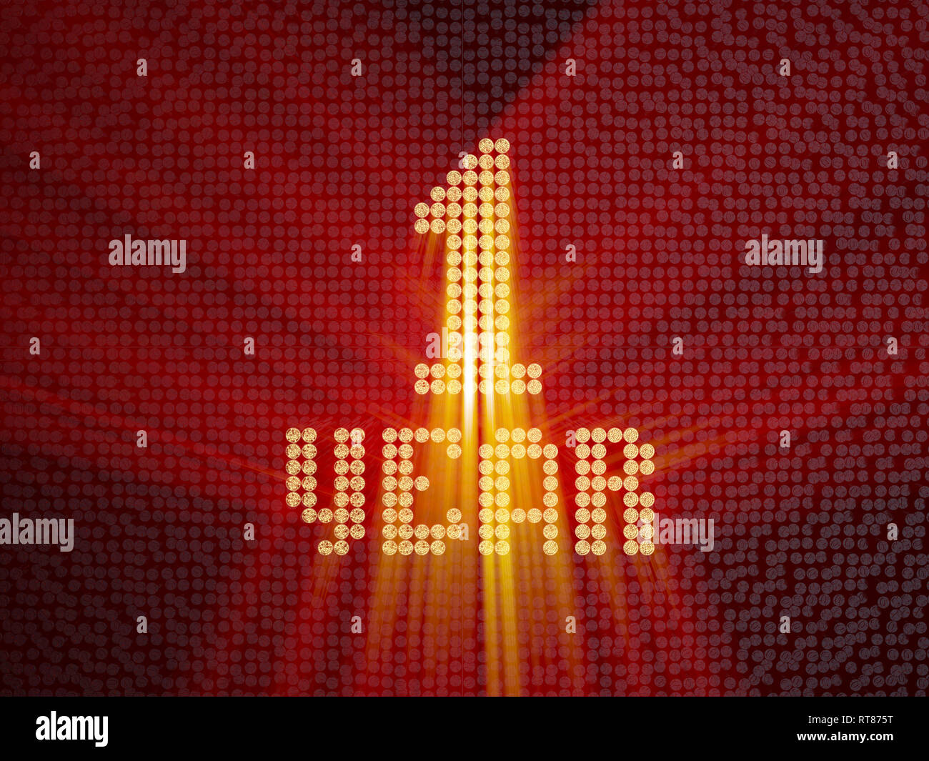 Golden number one year (number 1 year) dotted font, top view, with ...