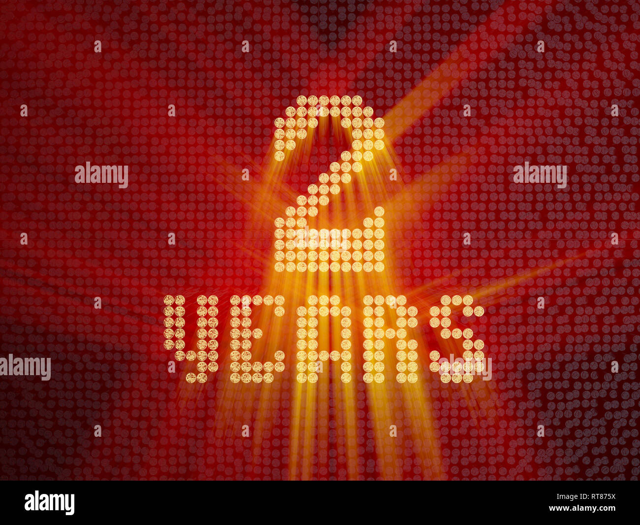 Golden number two years (number 2 years) dotted font, top view, with ...
