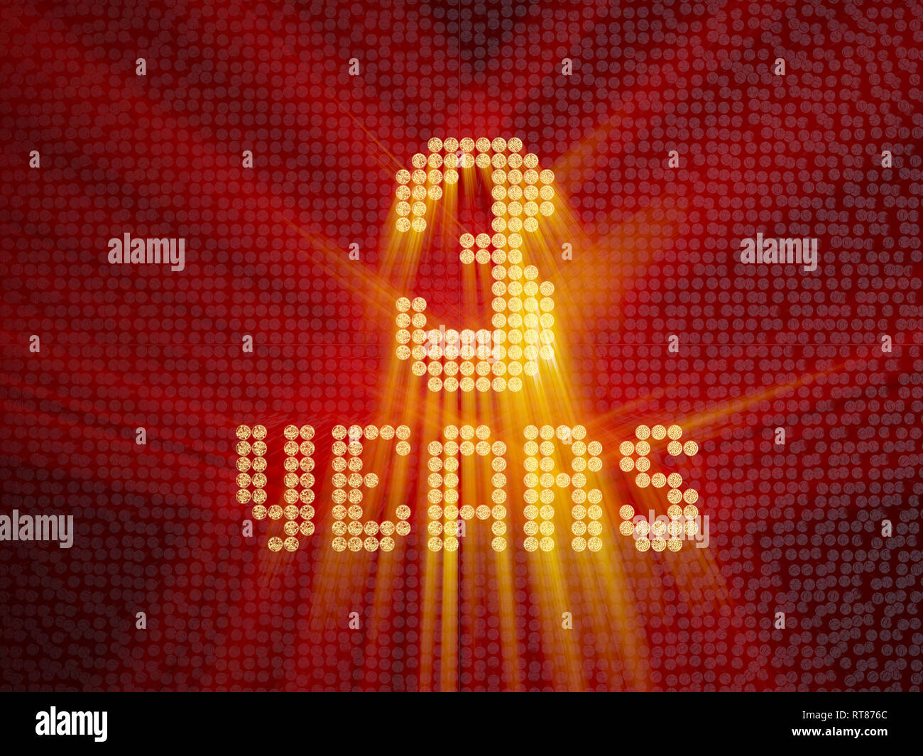 Golden number three years (number 3 years) dotted font, top view, with ...