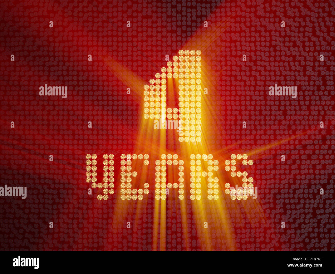 Golden number four years (number 4 years) dotted font, top view, with ...