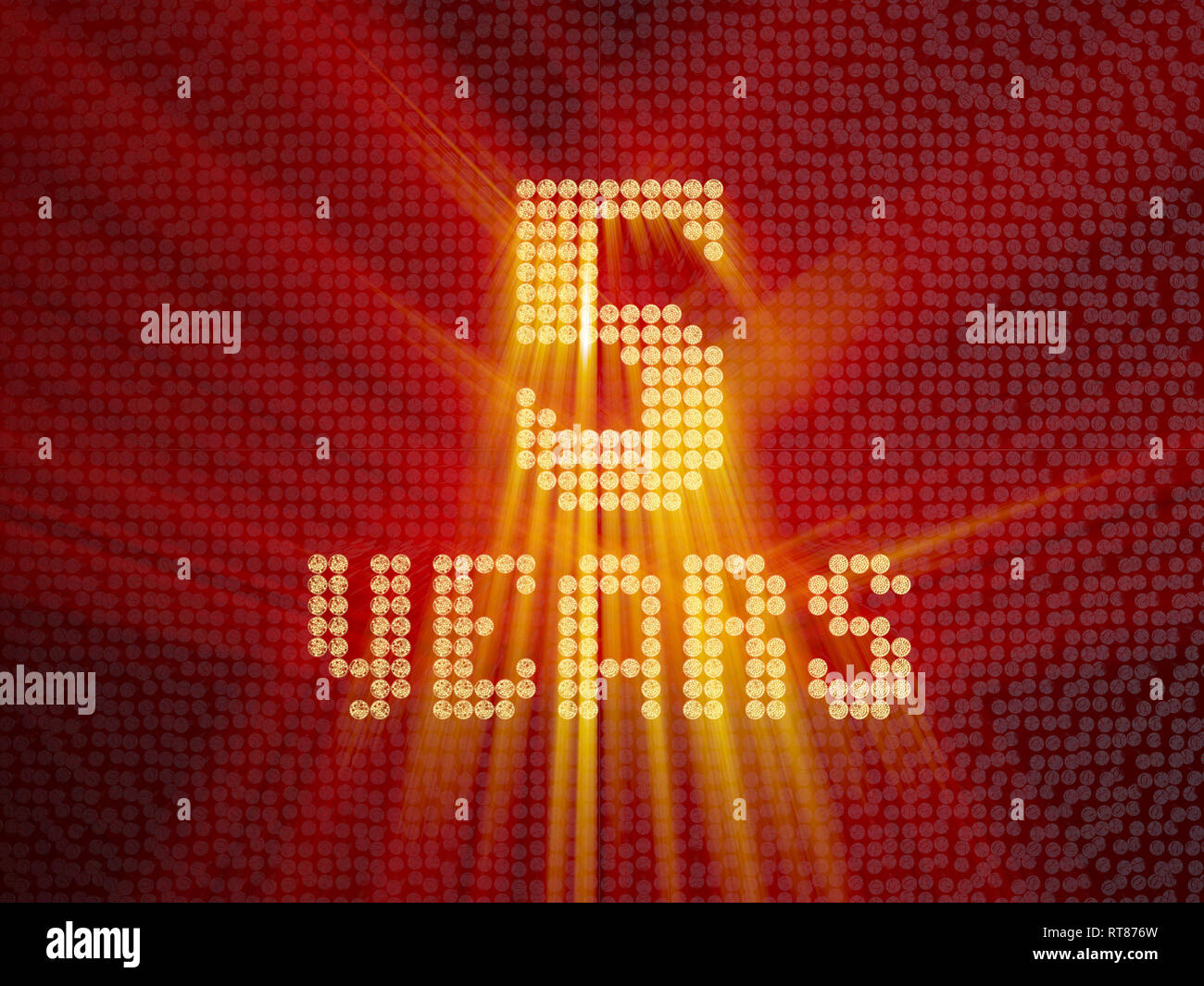 Golden number five years (number 5 years) dotted font, top view, with ...