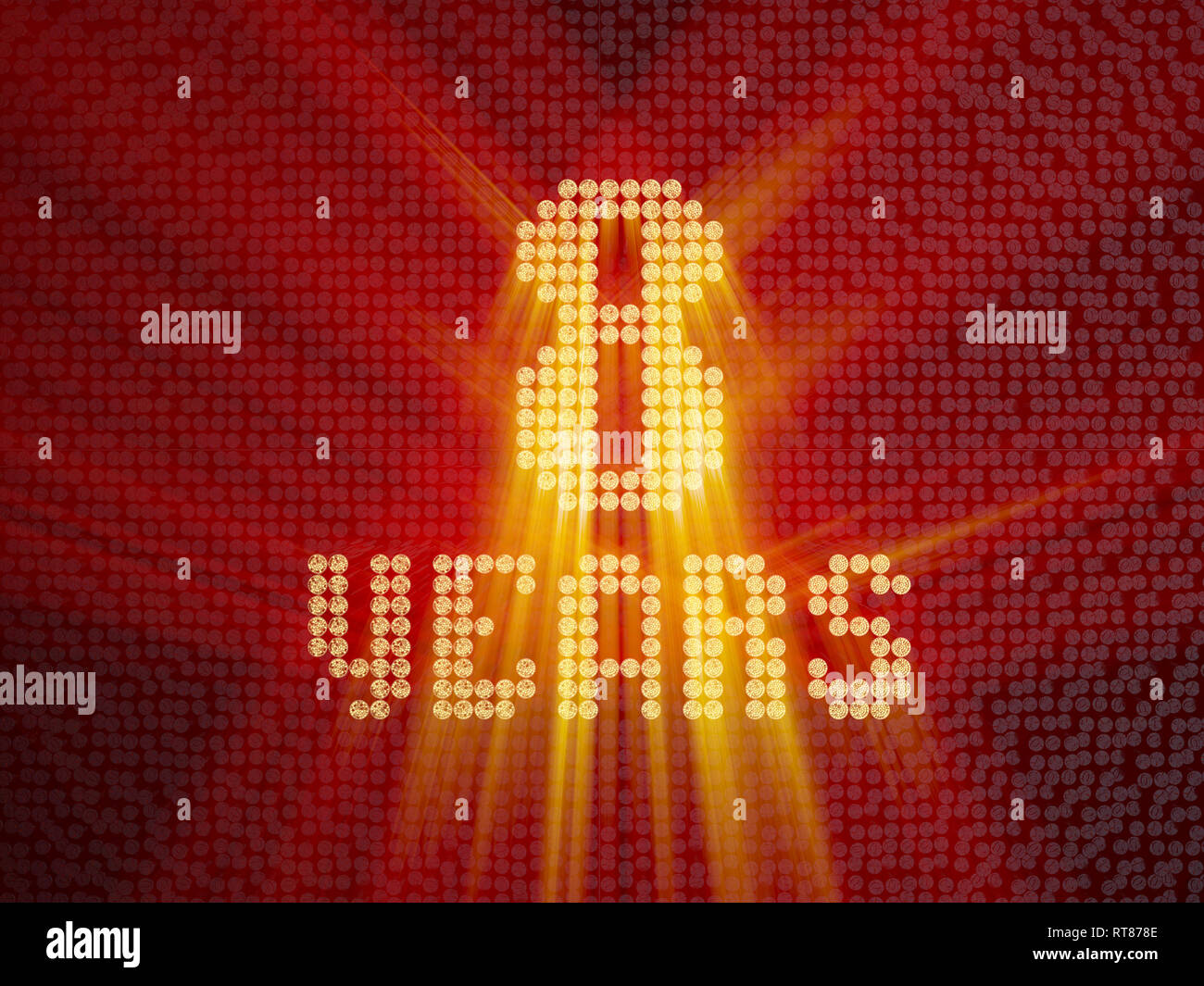 Golden number eight years (number 8 years) dotted font, top view, with ...