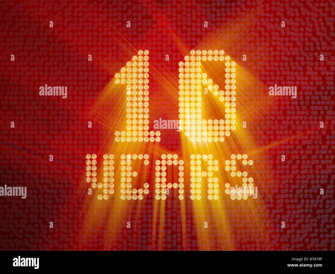 Golden number ten years (number 10 years) dotted font, top view, with ...