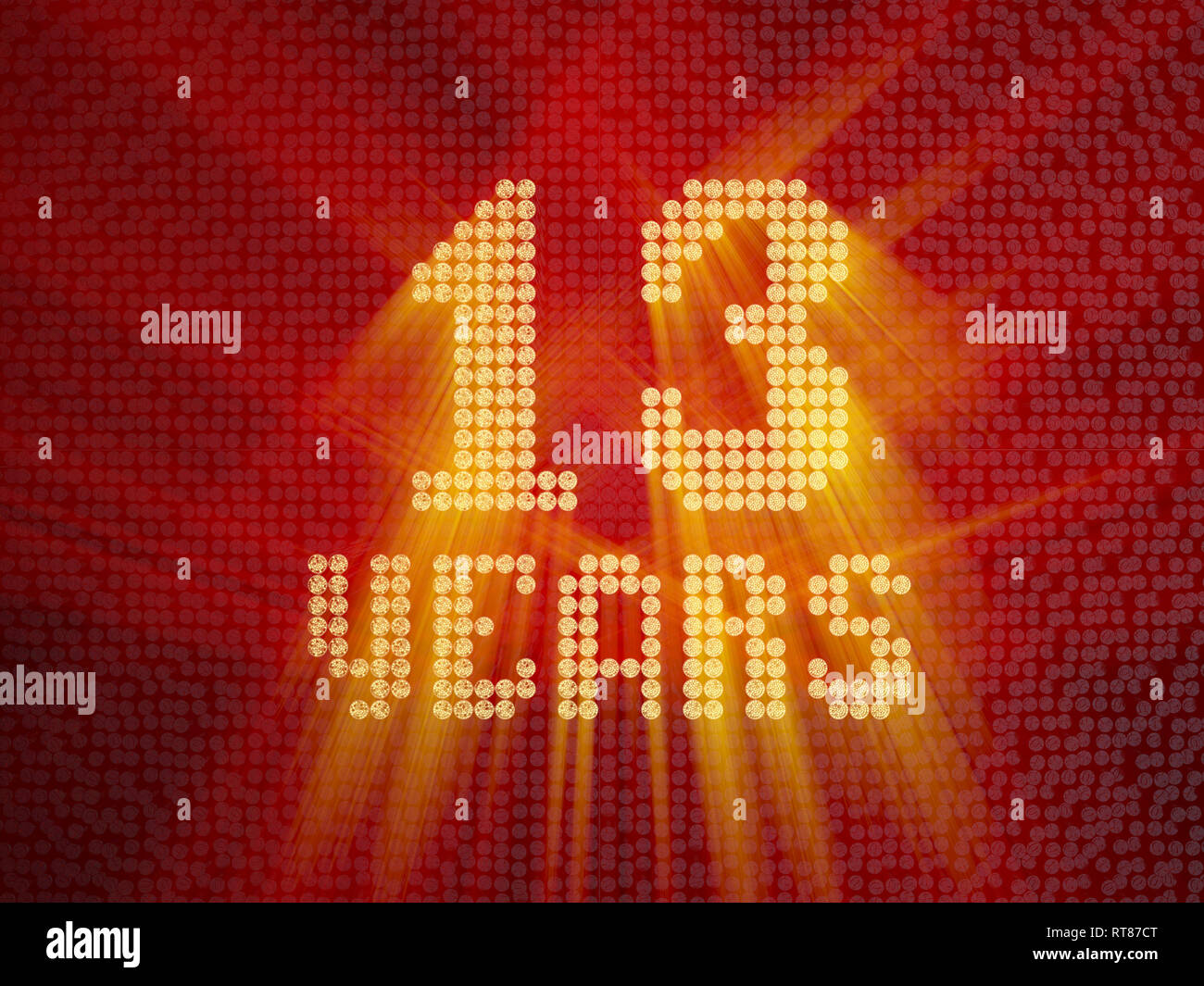 Golden number thirteen years (number 13 years) dotted font, top view ...