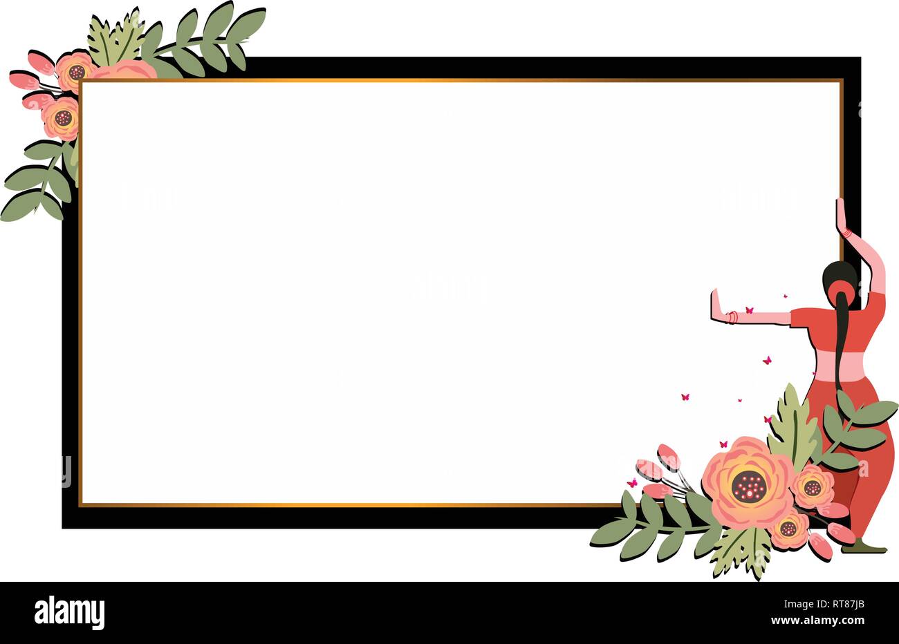 8 March International Women's Day with butterfly and leafs. Woman’s Day ...