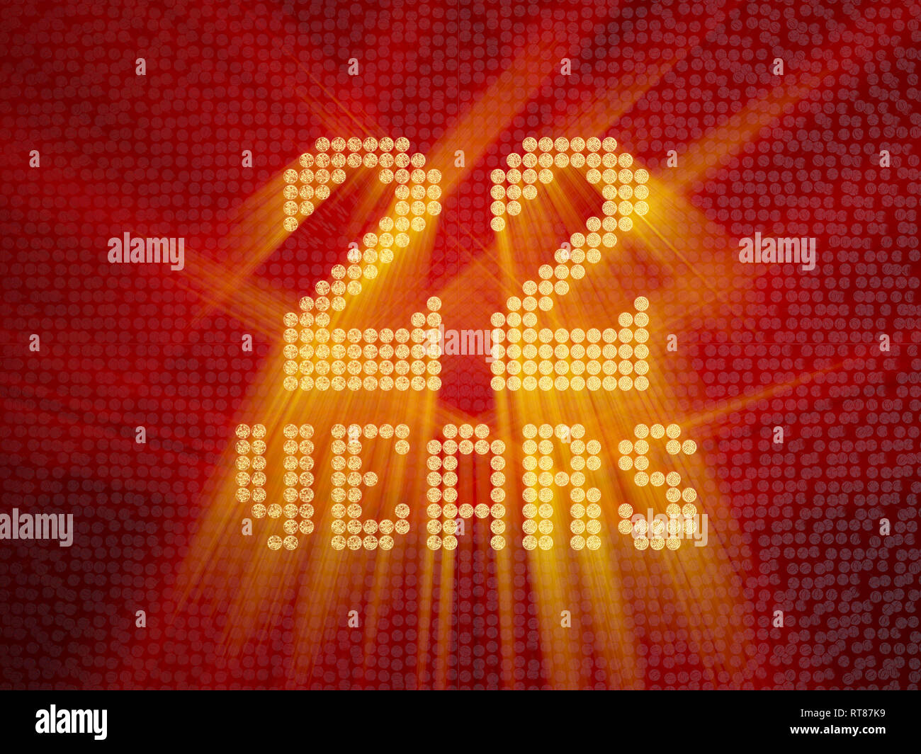 Golden number twenty-two years (number 22 years) dotted font, top view ...
