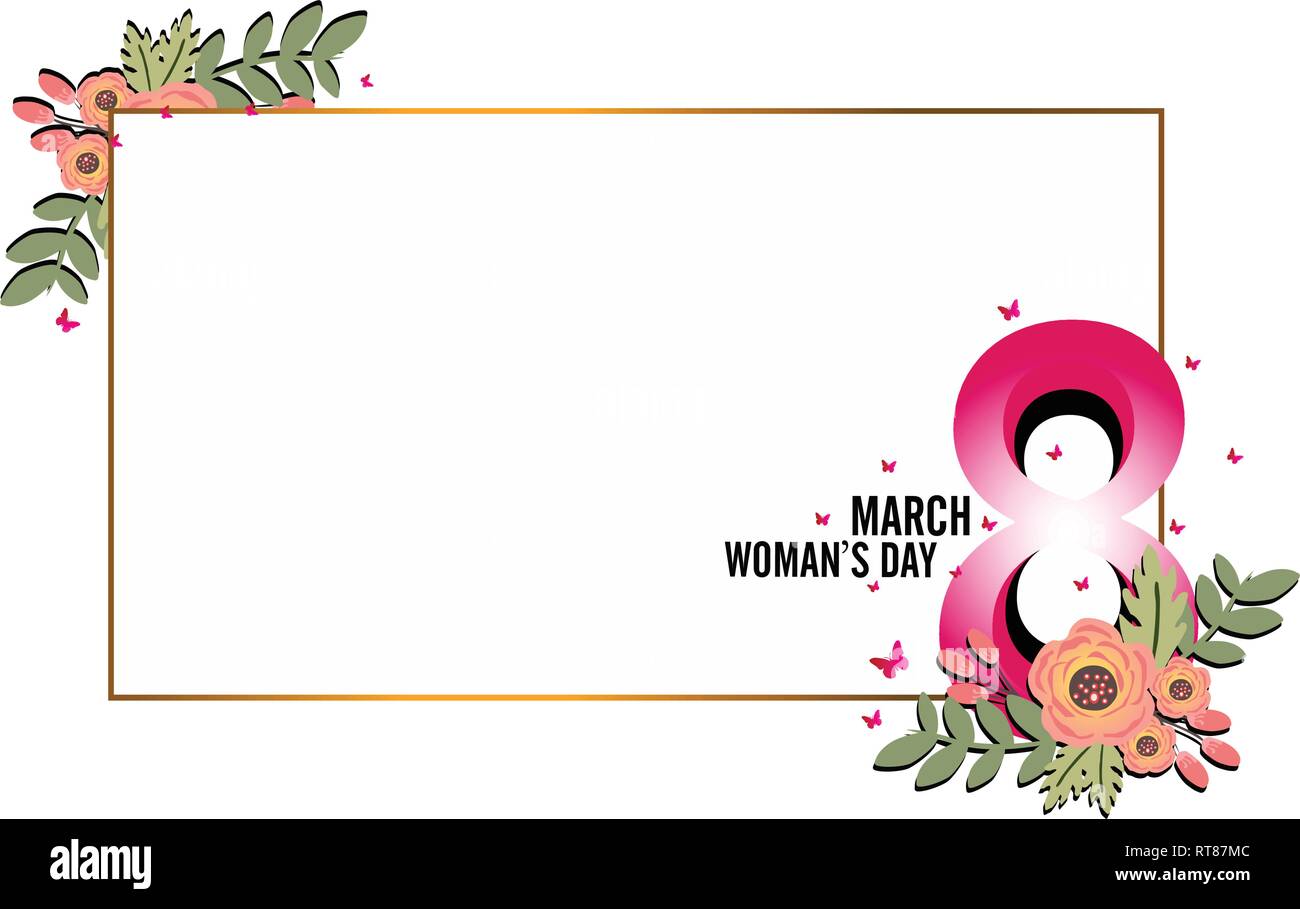 Greeting card with flowers background. 8 March, Happy women's day Stock ...