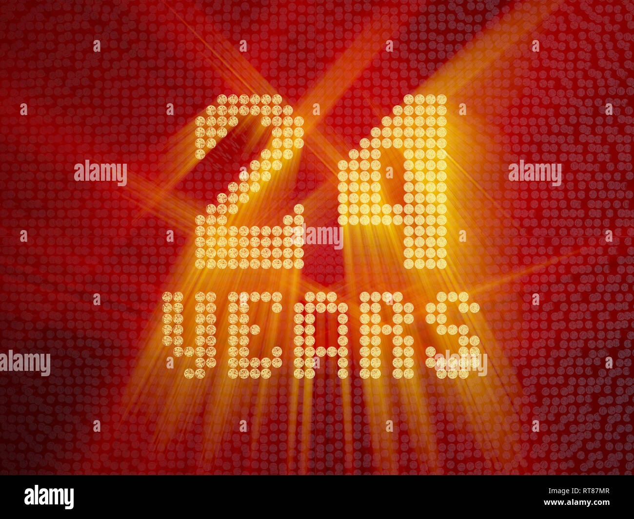 Golden number twenty-four years (number 24 years) dotted font, top view ...