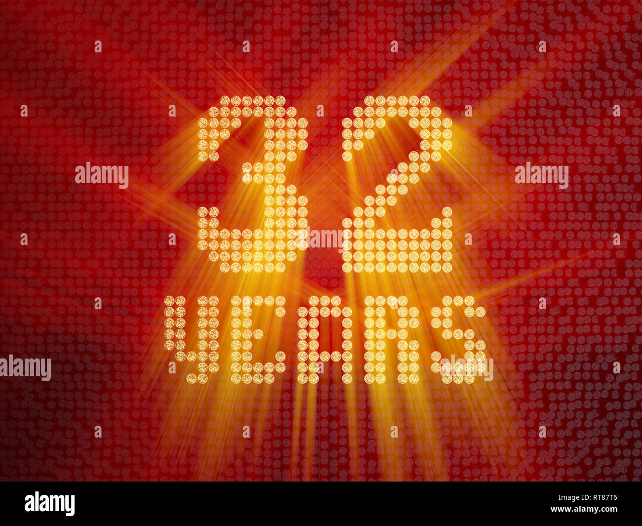 Golden number thirty-two years (number 32 years) dotted font, top view ...