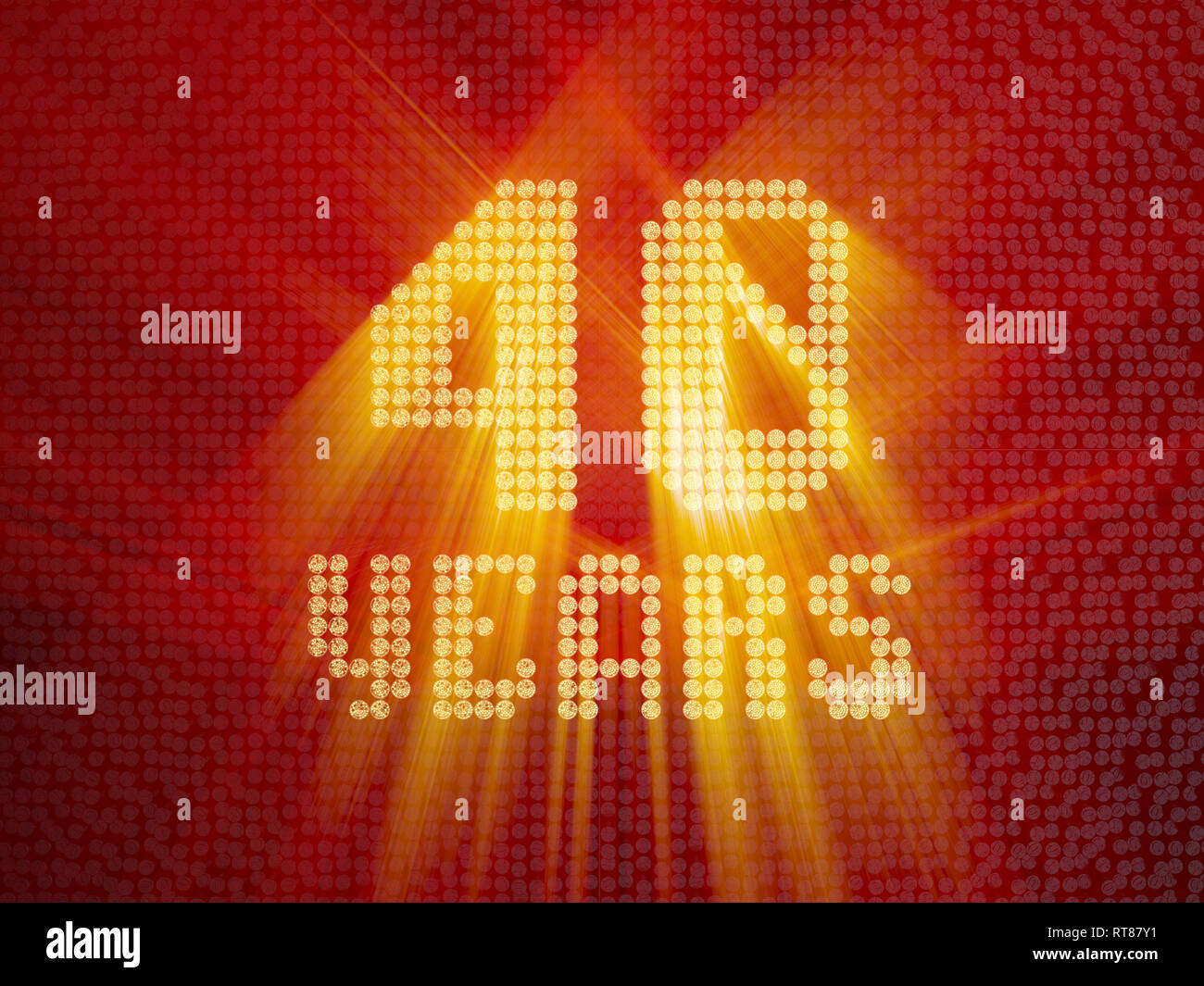 Golden number forty years (number 40 years) dotted font, top view, with ...