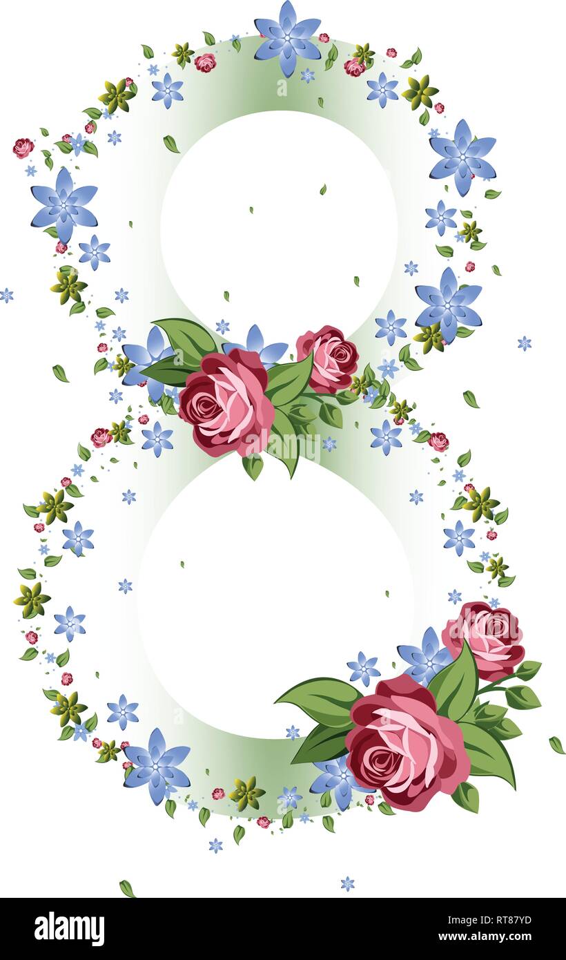 Women day background with frame flowers. 8 March invitation card Stock ...