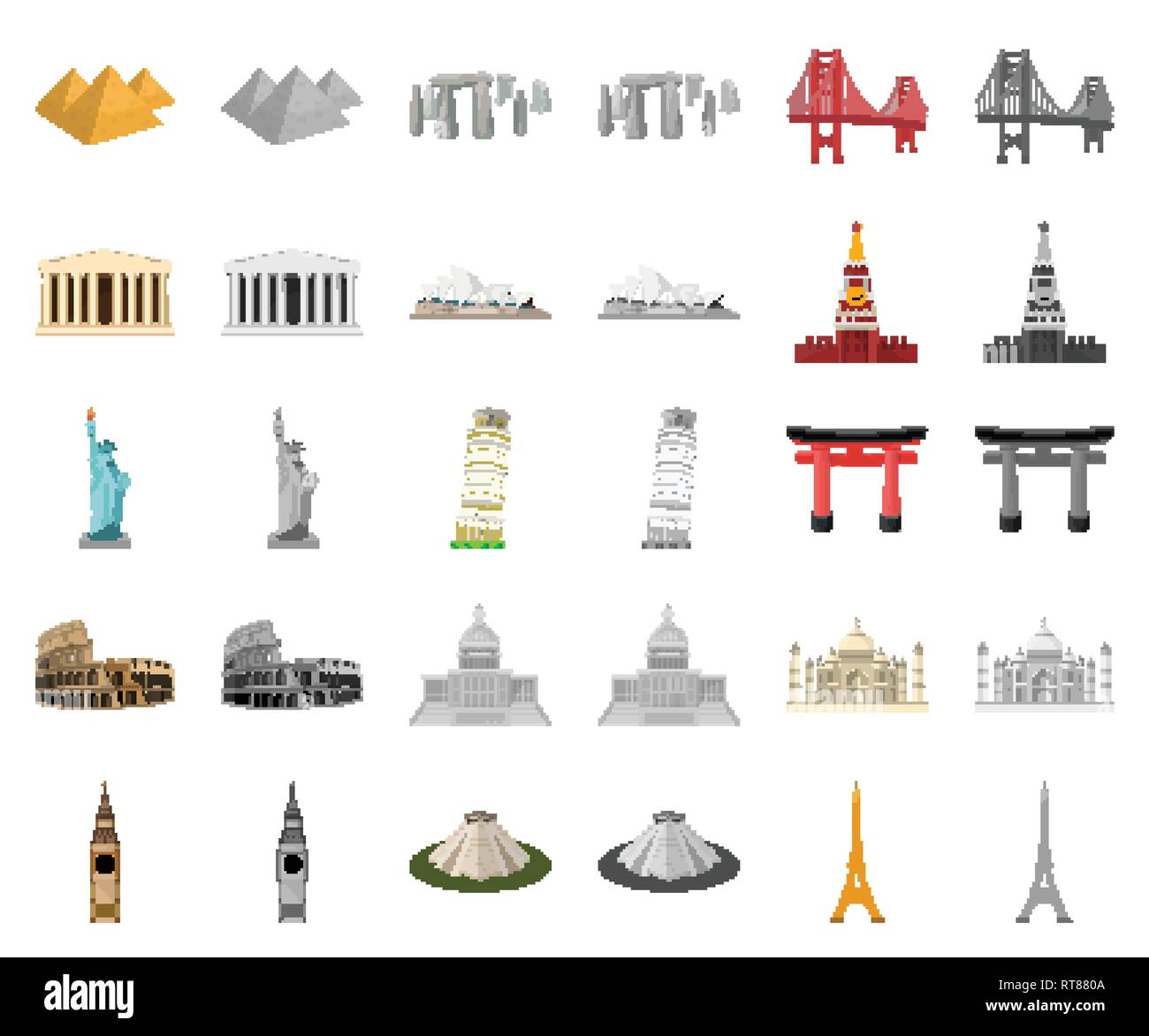 Sights of different countries cartoon icons in set collection for ...