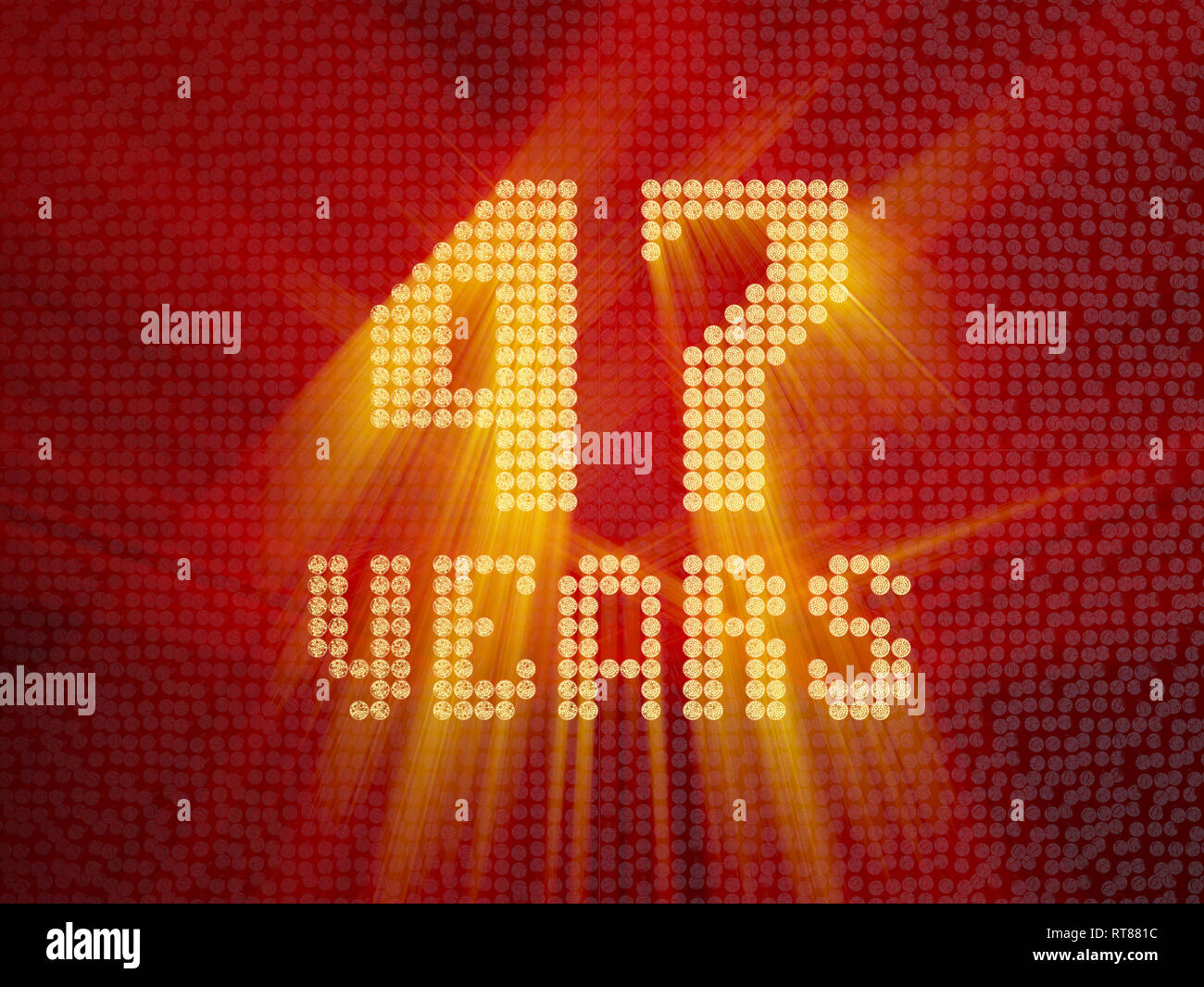 Golden number forty-seven years (number 47 years) dotted font, top view ...
