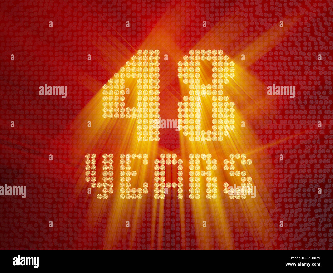 Golden number forty-eight years (number 48 years) dotted font, top view ...