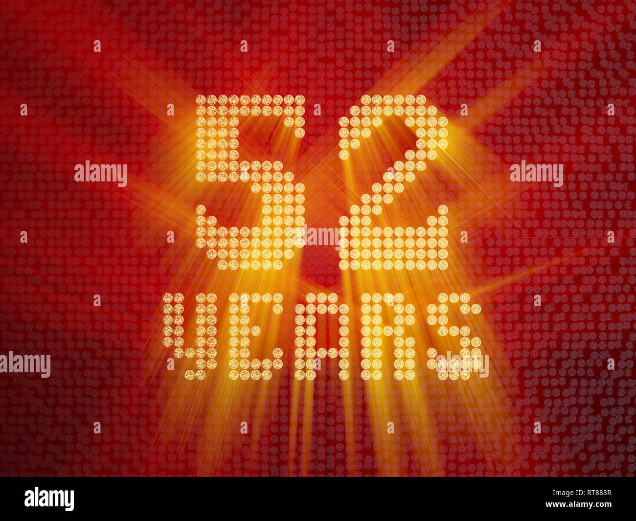 Golden number fifty-two years (number 52 years) dotted font, top view ...