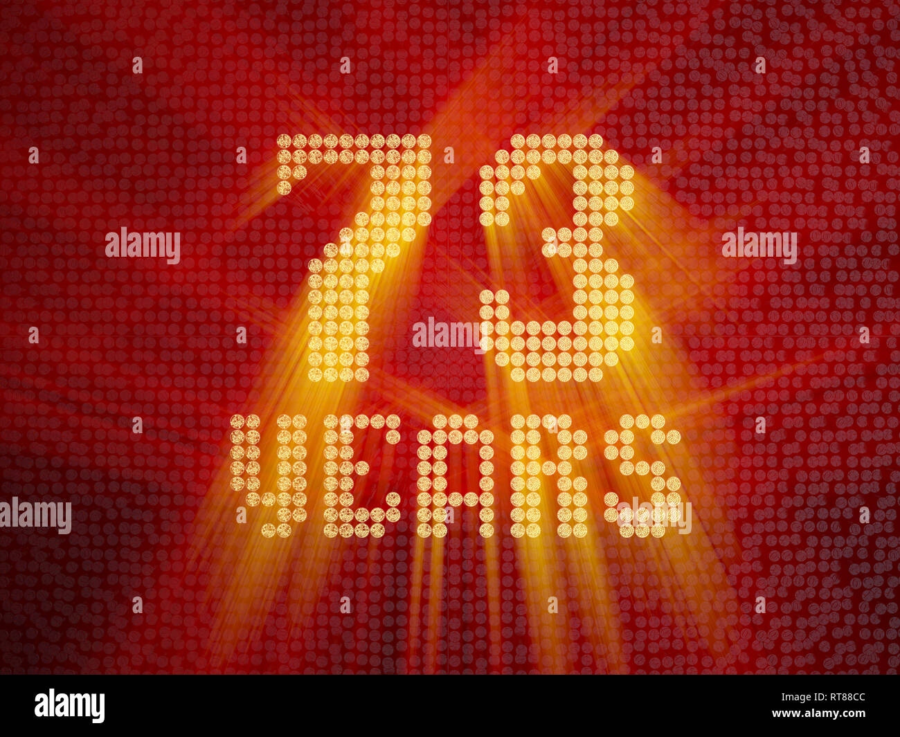 Golden number seventy-three years (number 73 years) dotted font, top ...