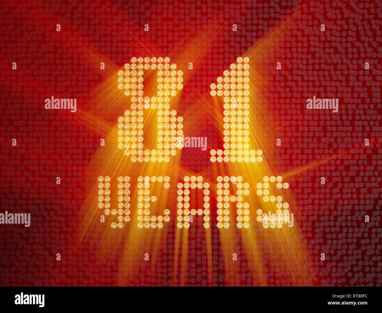 Golden number eighty-one years (number 81 years) dotted font, top view ...