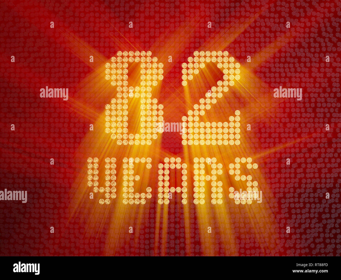 Golden number eighty-two years (number 82 years) dotted font, top view ...