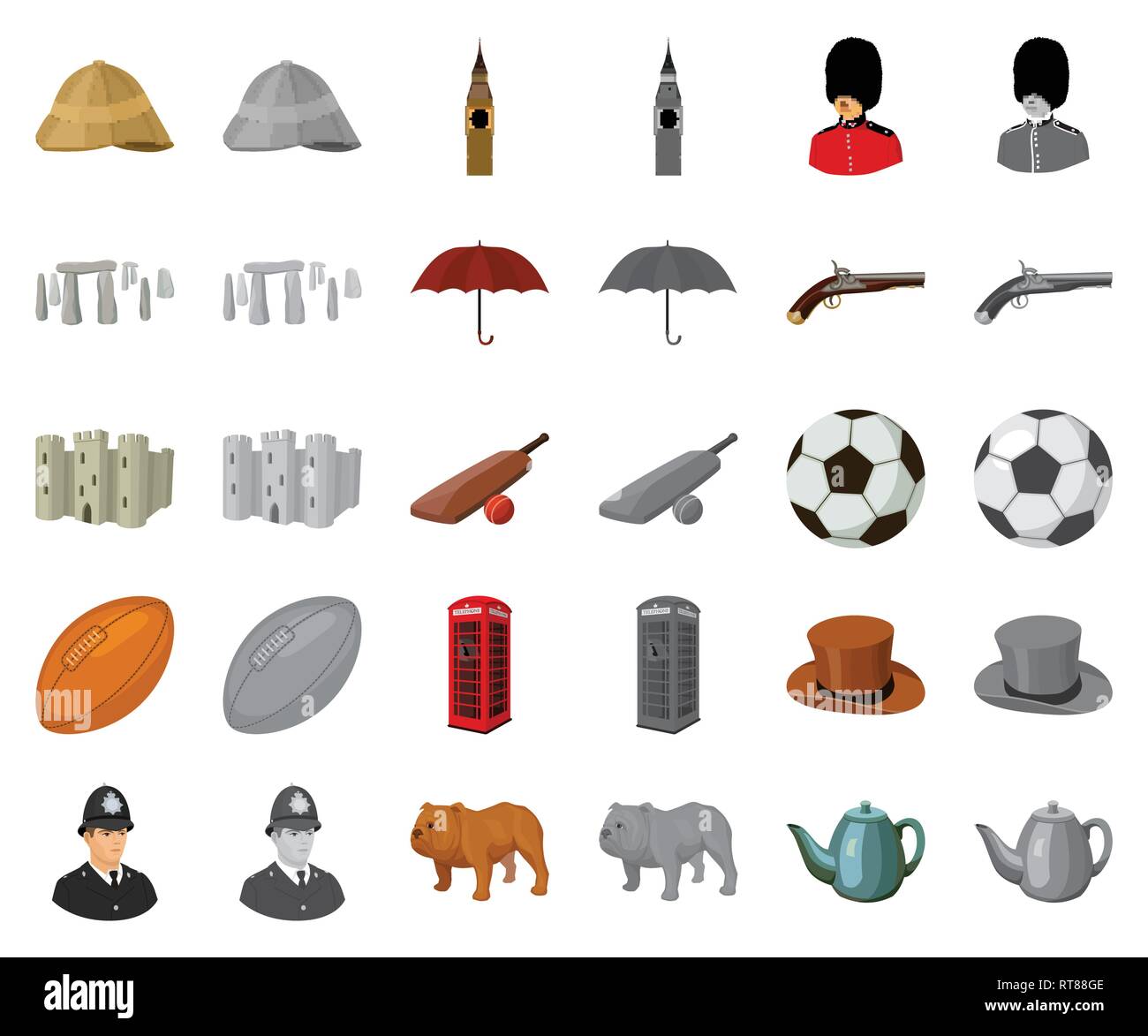 England country cartoon,monochrom icons in set collection for design ...