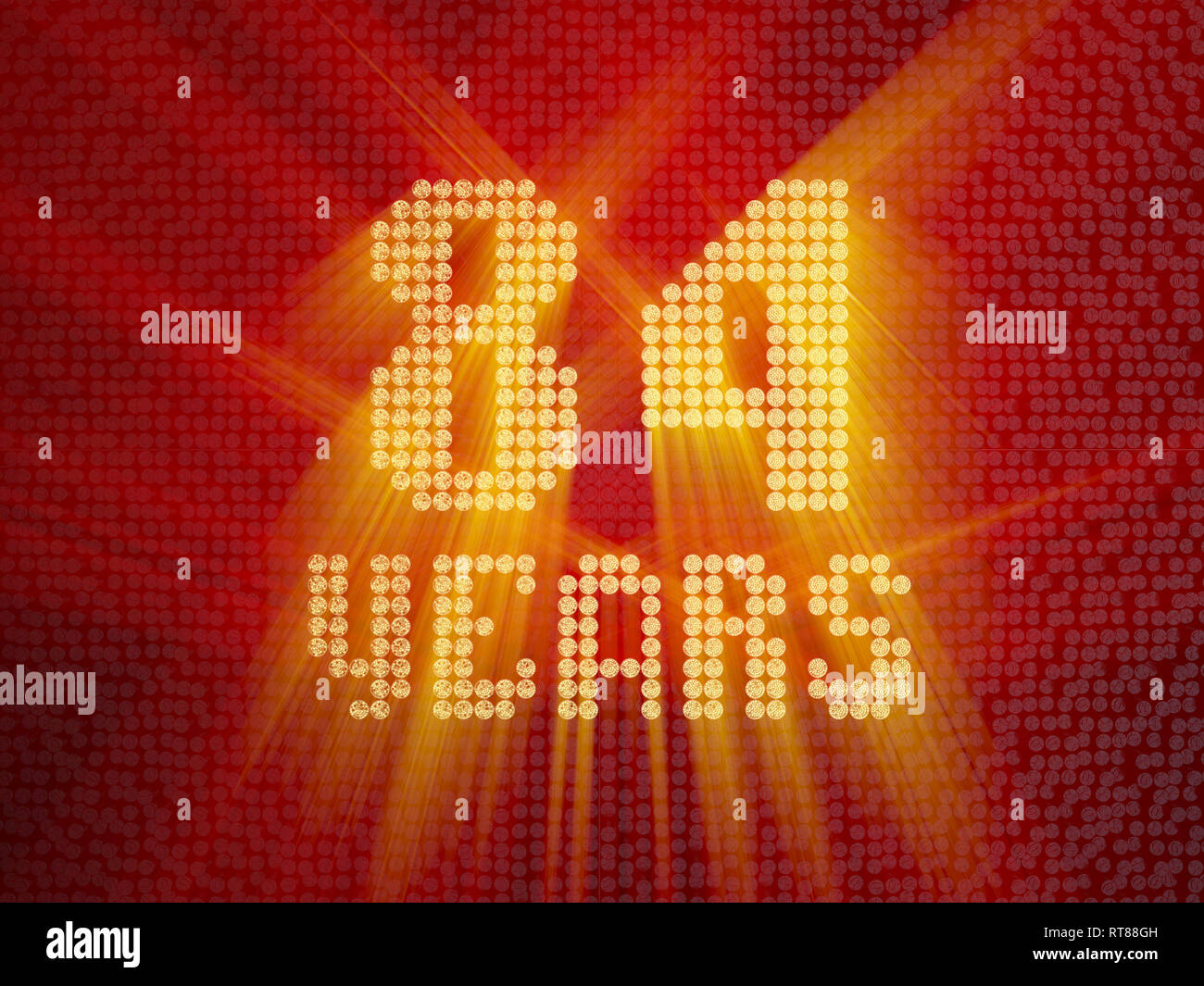 Golden number eighty-four years (number 84 years) dotted font, top view ...