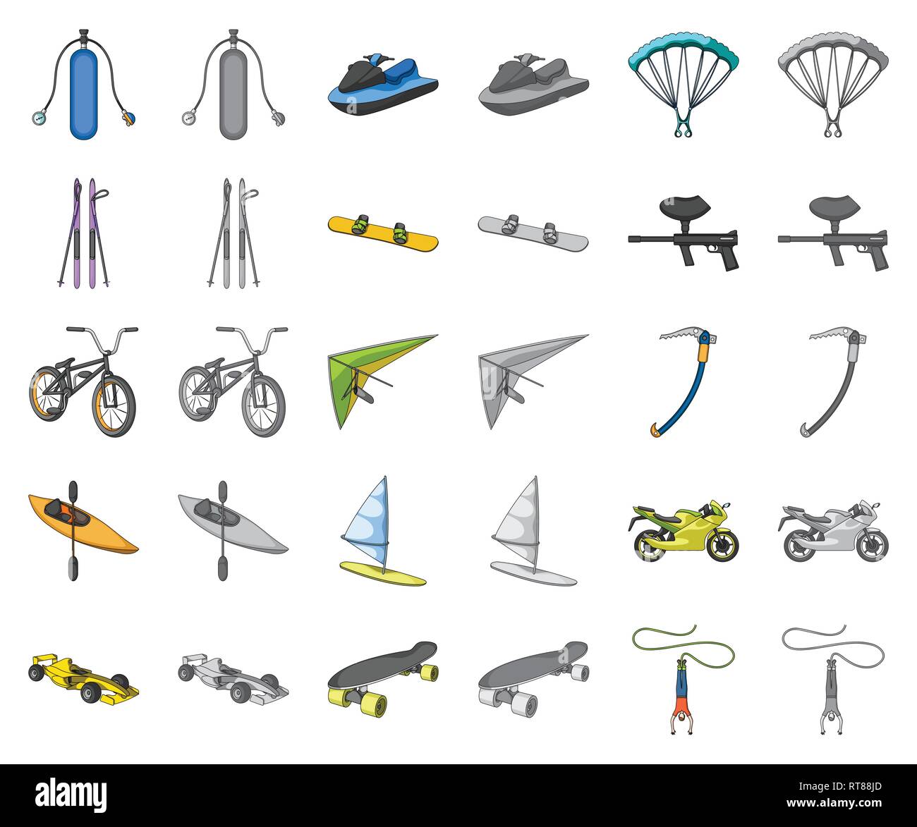 Extreme sport cartoon,monochrom icons in set collection for design ...