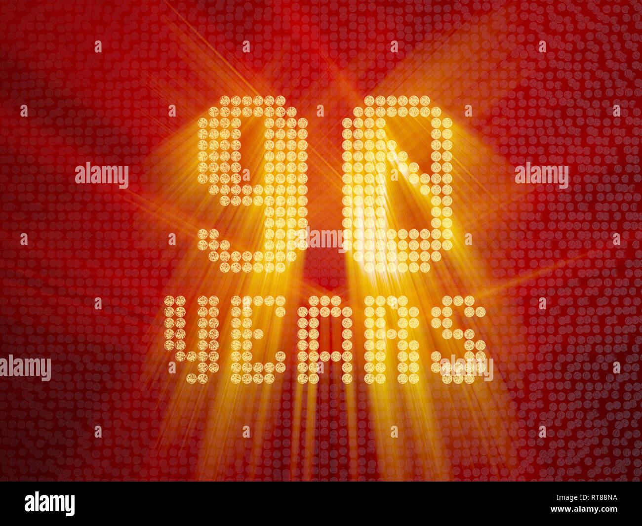 Golden number ninety years (number 90 years) dotted font, top view ...