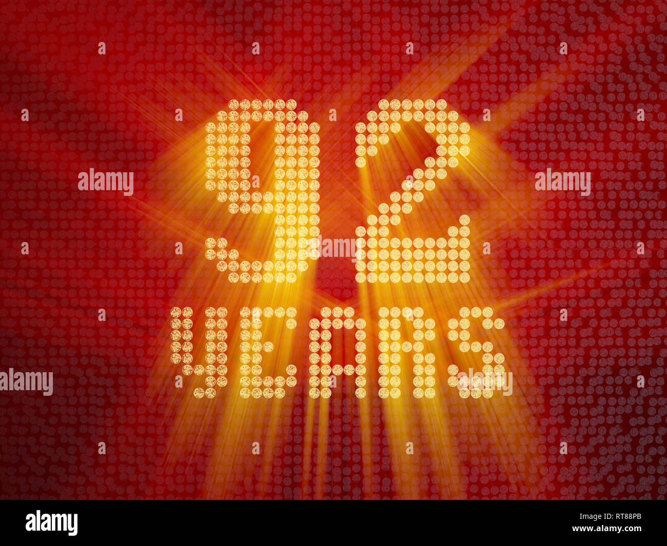 Golden number ninety-two years (number 92 years) dotted font, top view ...