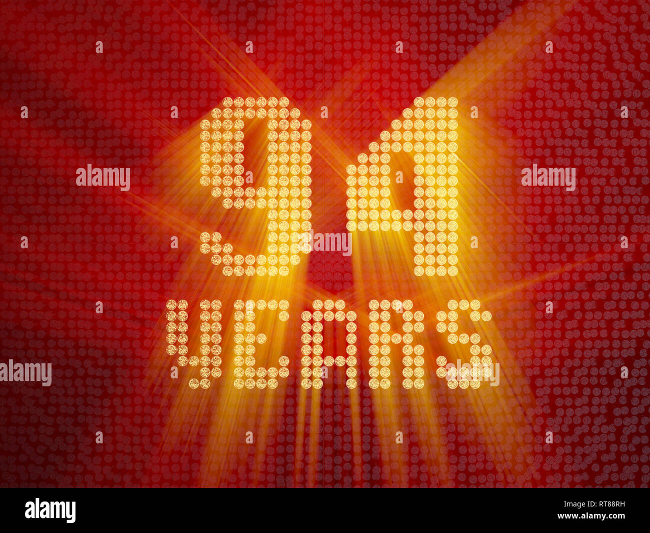 Golden number ninety-four years (number 94 years) dotted font, top view ...