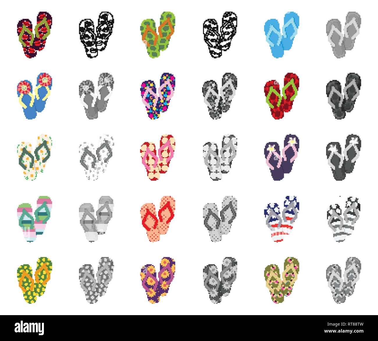 beach,cartoon,monochrom,collection,design,drawing,flip,flops,icon ...