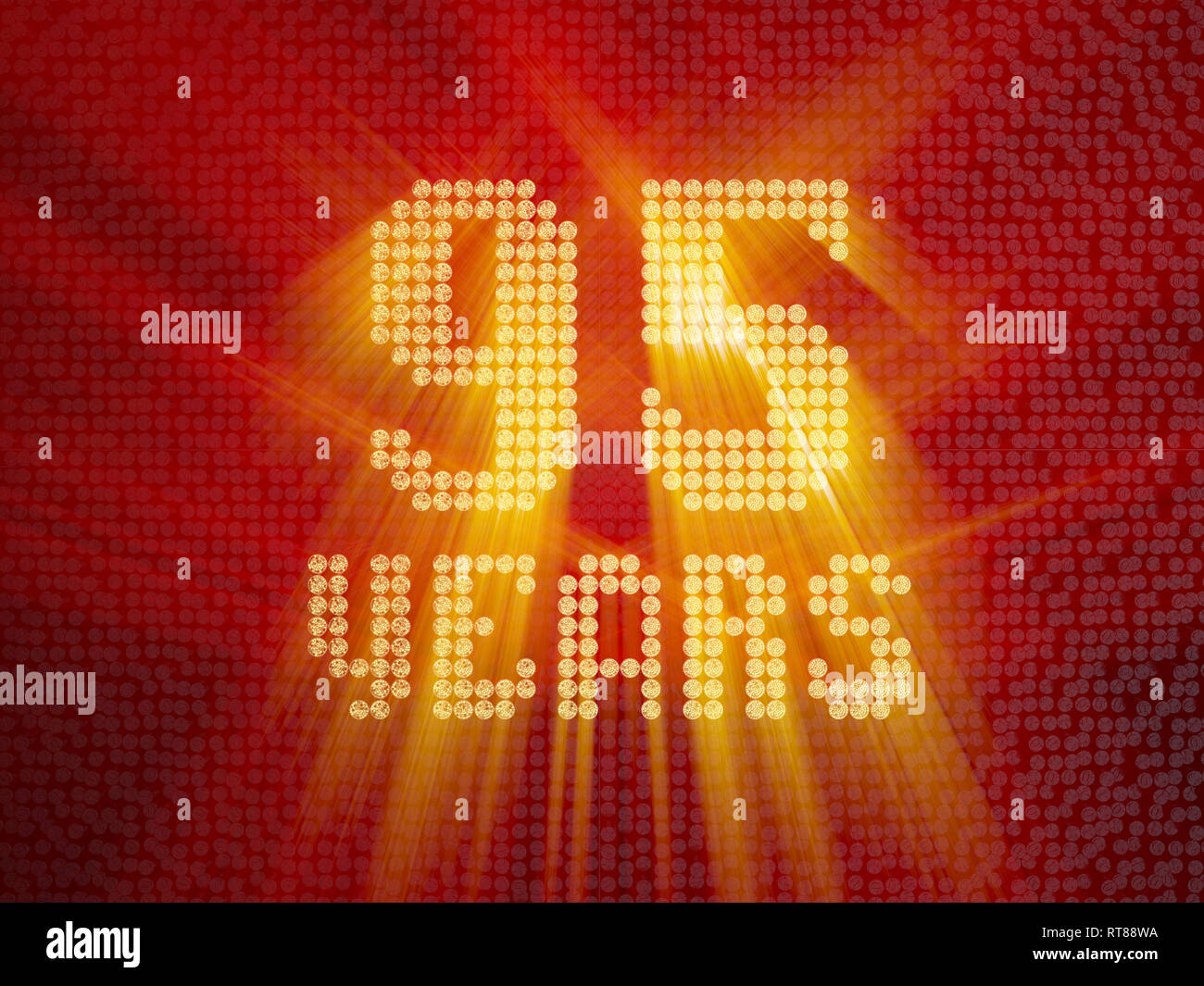 Golden number ninety-five years (number 95 years) dotted font, top view ...