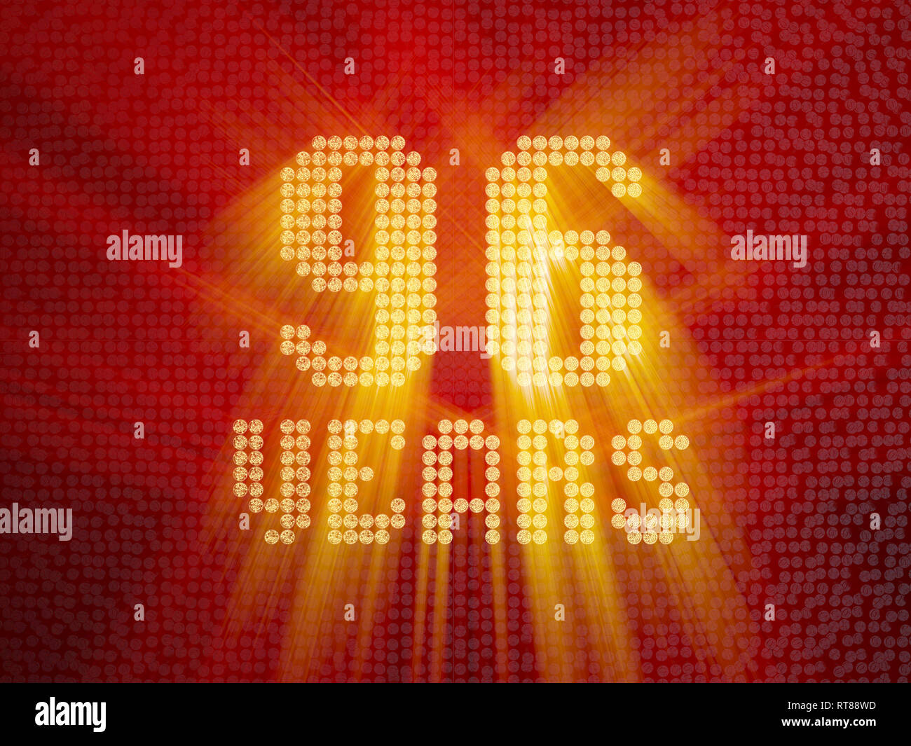 Golden number ninety-six years (number 96 years) dotted font, top view ...