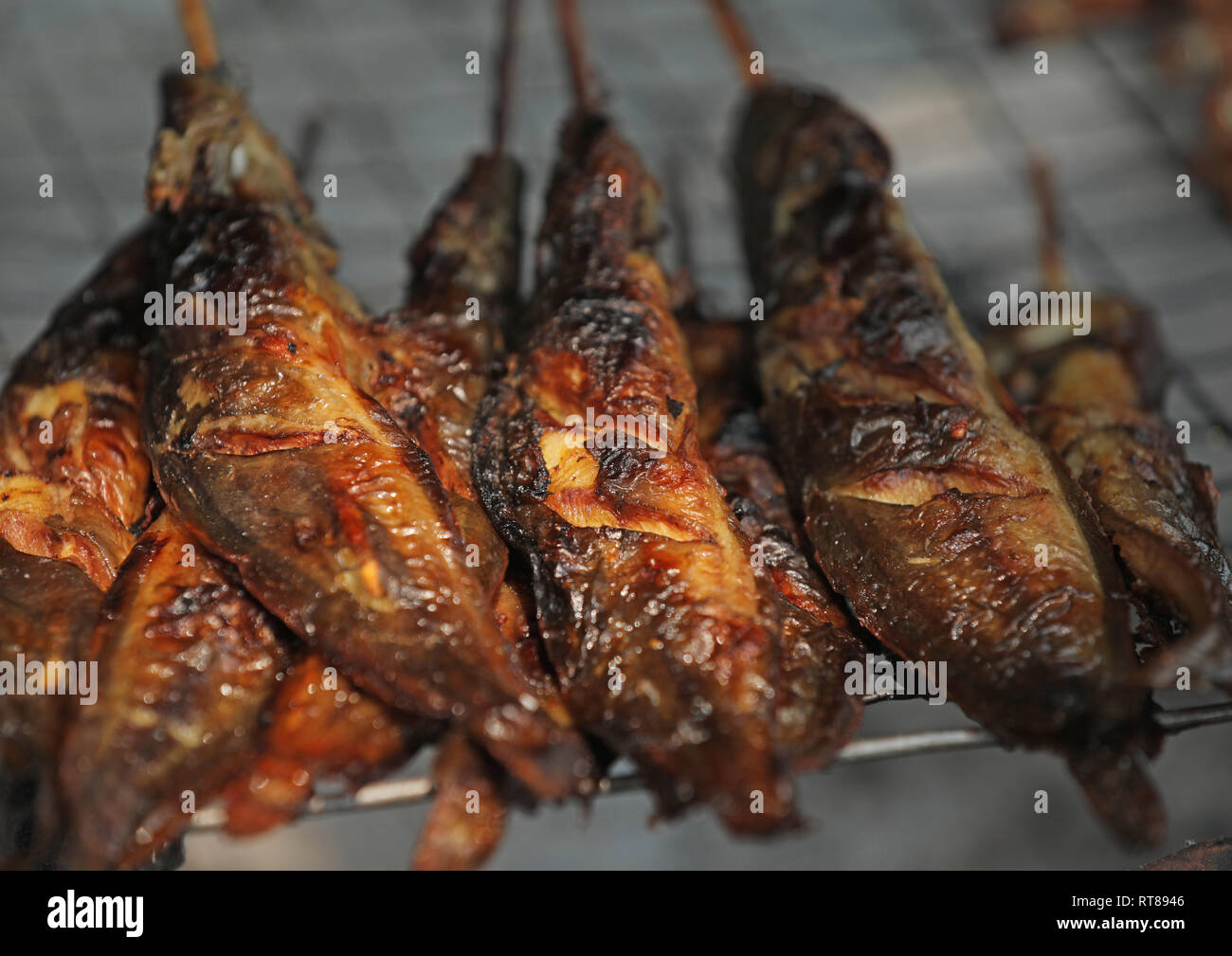 Grilled fried fish Stock Photo - Alamy