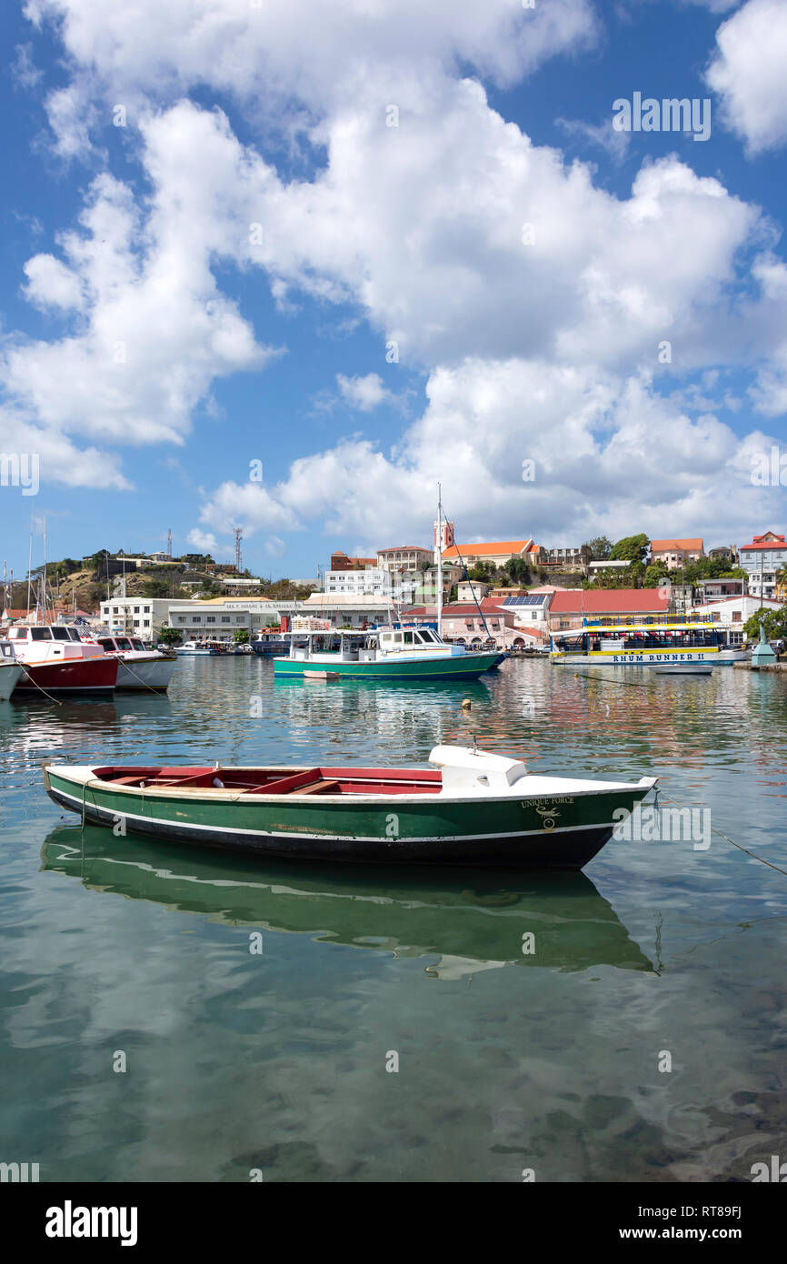 Fishing boats in The Carenage Harbour, St.George’s, Grenada, Lesser ...