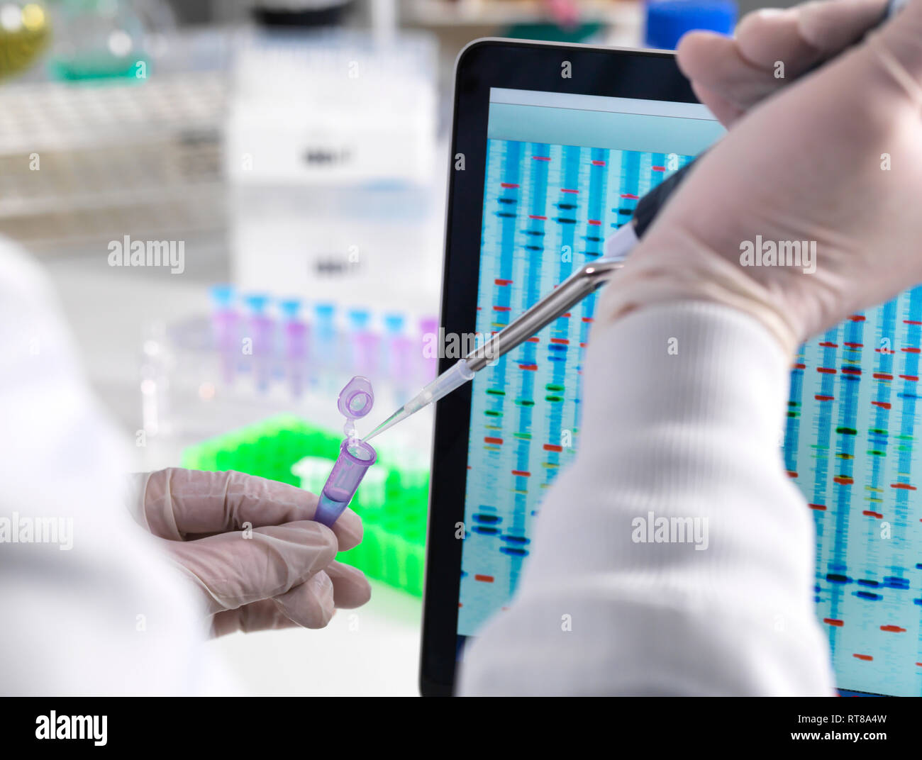Scientist examining dna pattern hi-res stock photography and images - Alamy